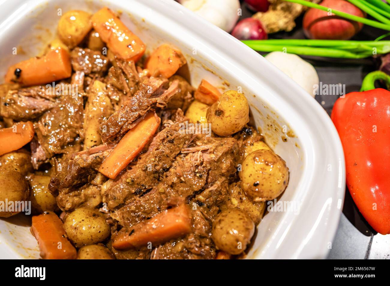 Delicious homemade slow cooked beef pot roast Stock Photo - Alamy