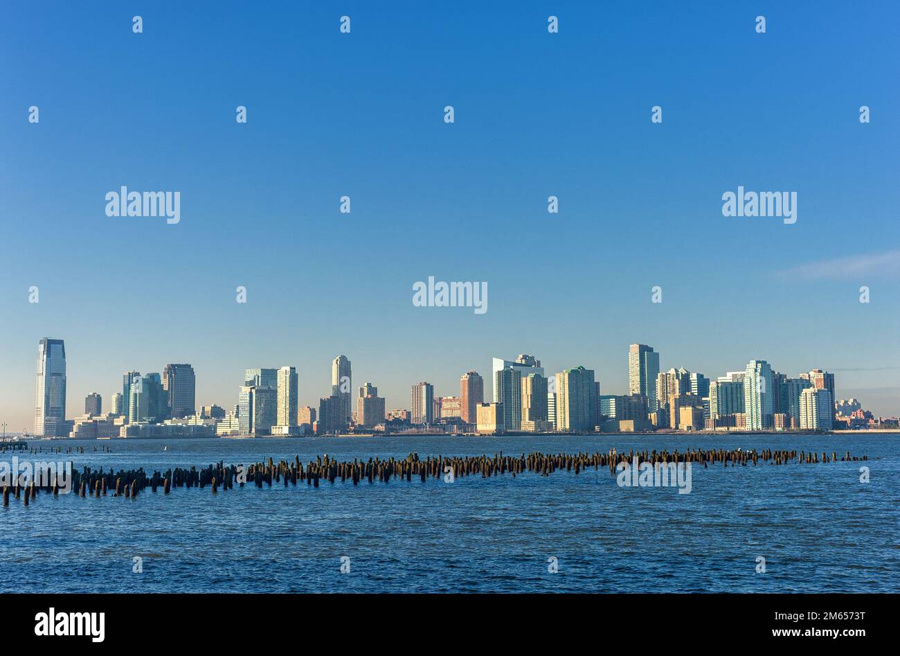 Jersey City Across the Hudson River. View from New York Side. NJ, USA ...