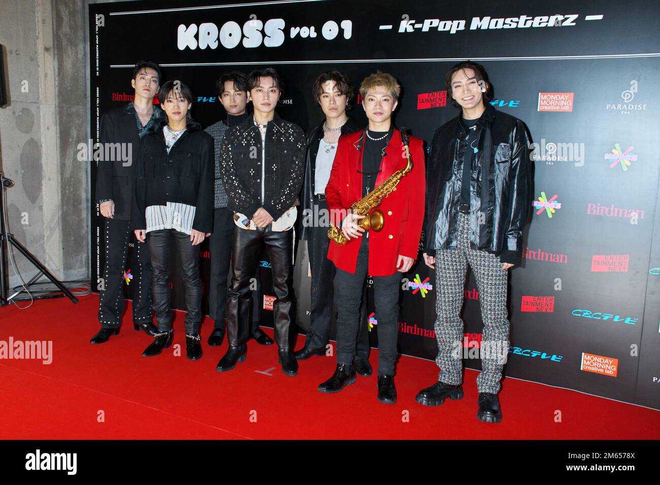Nagoya, Japan. 02nd Jan, 2023. J-pop group 7ORDER attends a photocall or the "KROSS vol.1-kpop ...