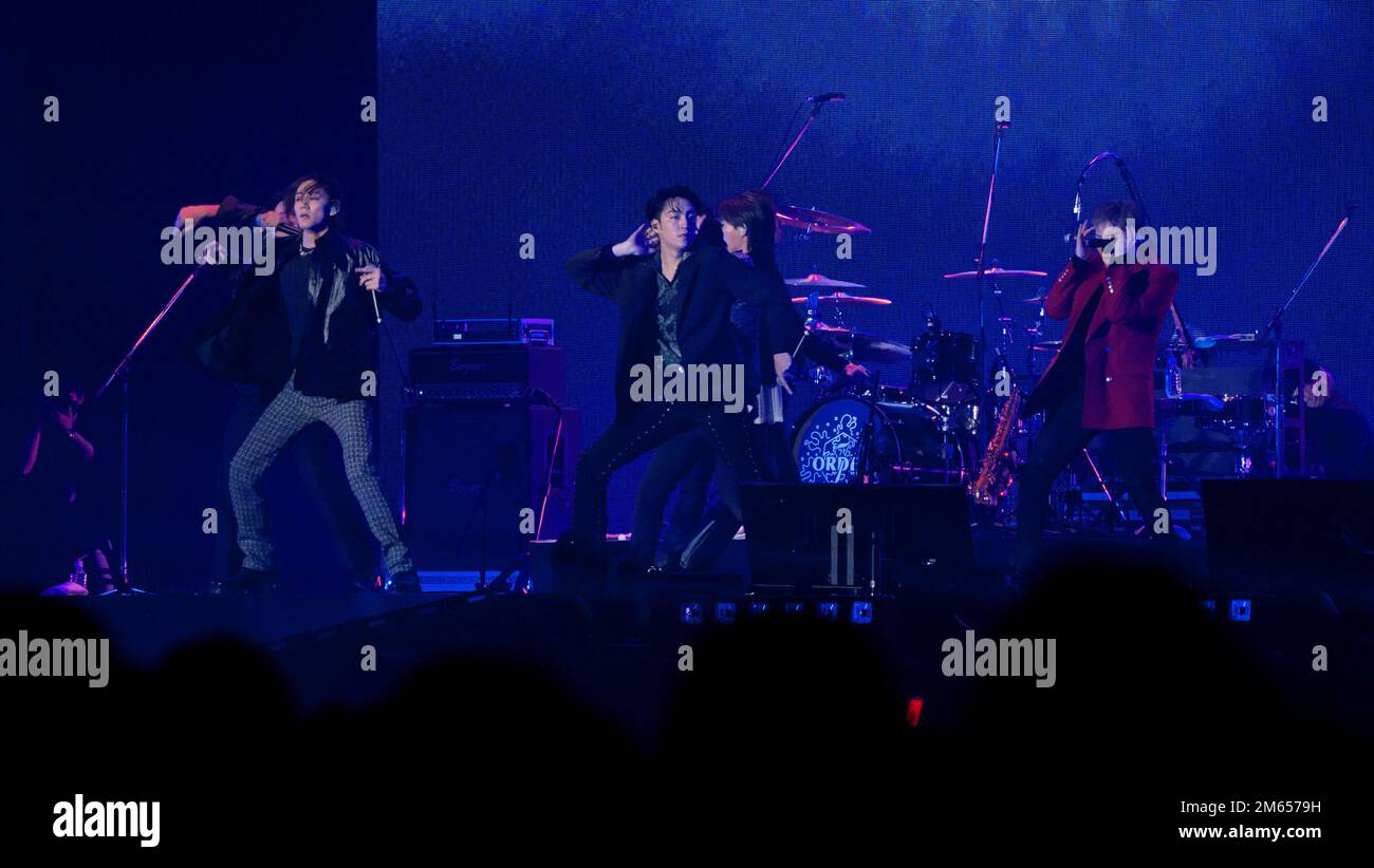 Nagoya, Japan. 02nd Jan, 2023. J-pop group 7ORDER performs during the ...