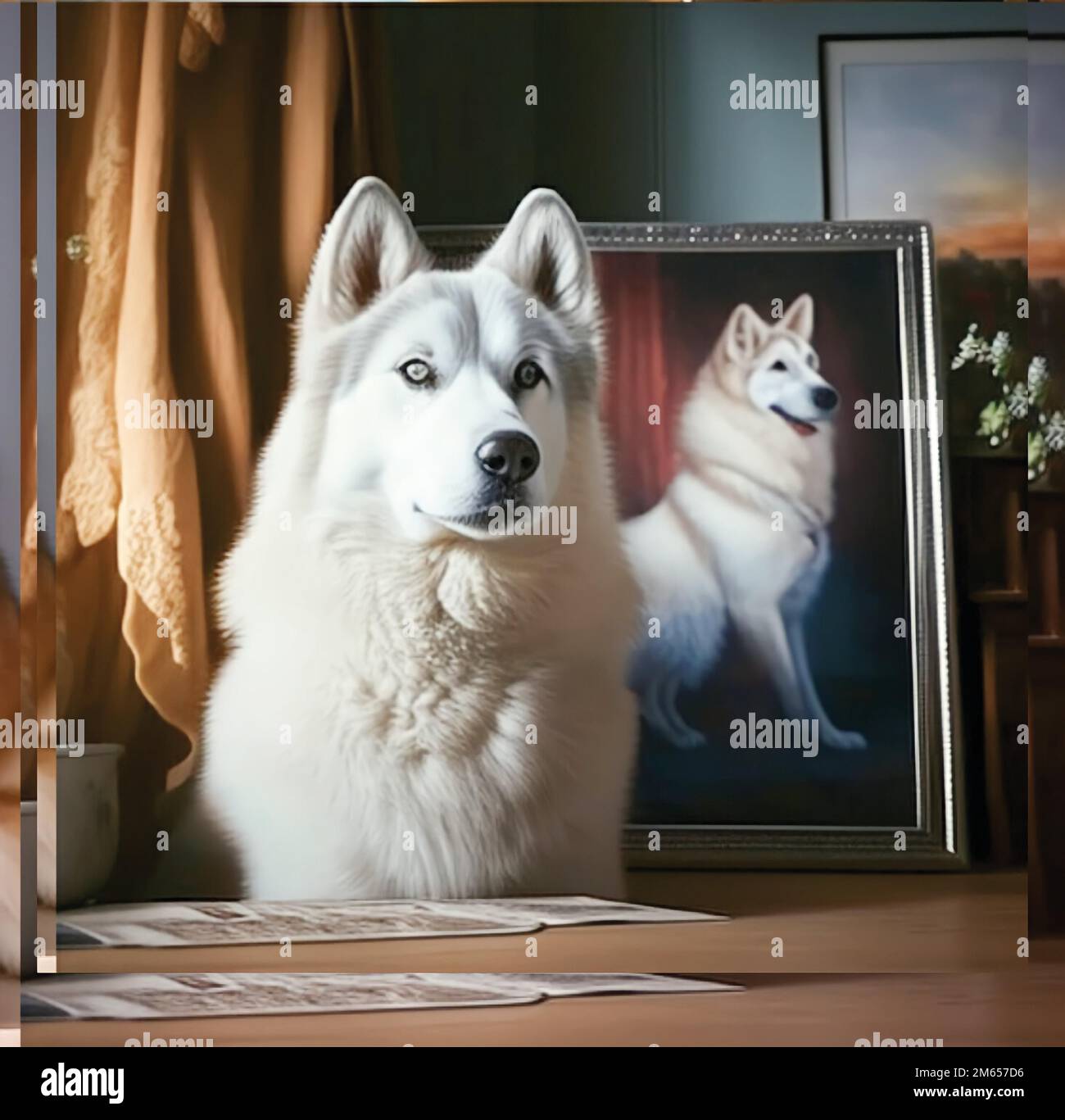 Husky dog in a desk with a picture Stock Vector Image & Art - Alamy