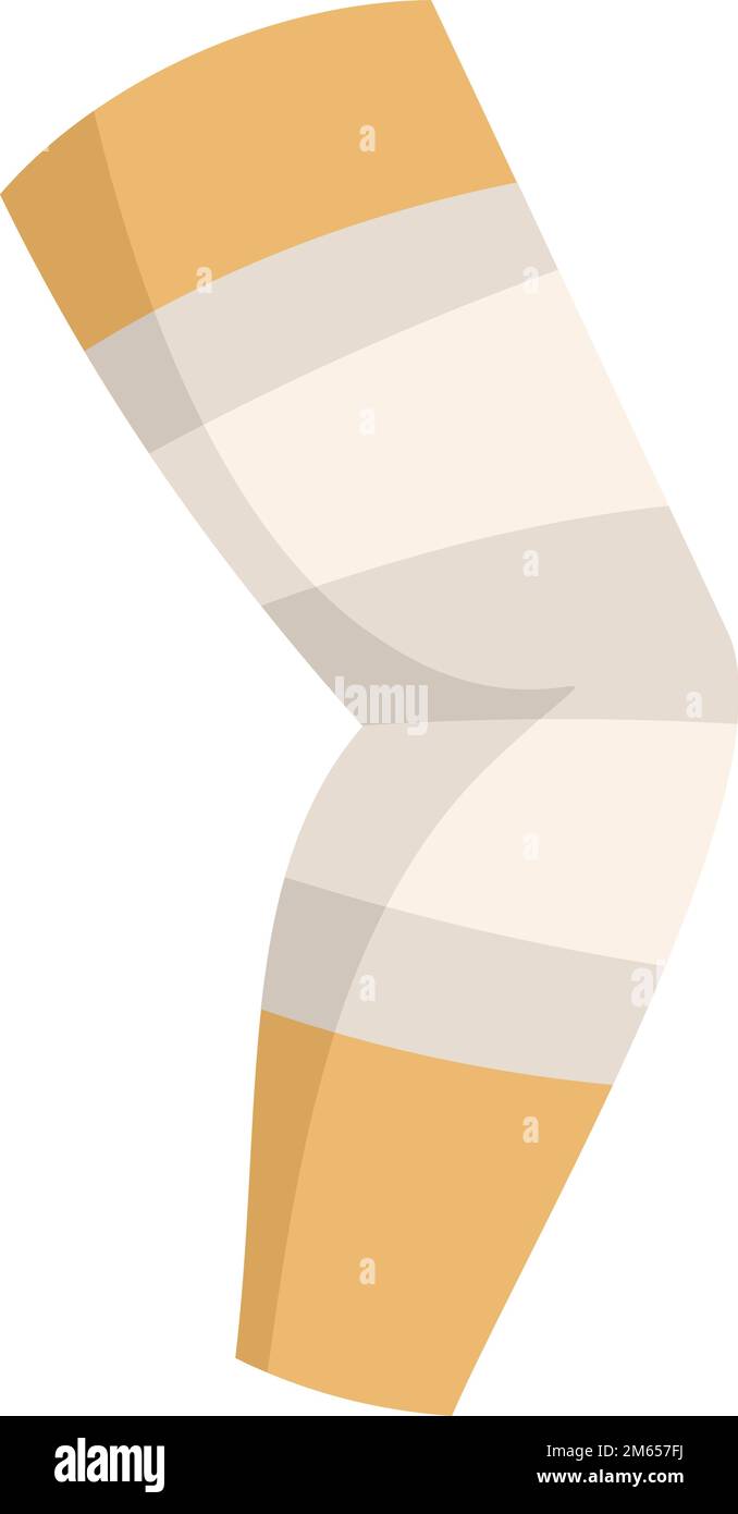 Knee medical bandage icon flat vector. Human plaster. Wrap finger ...