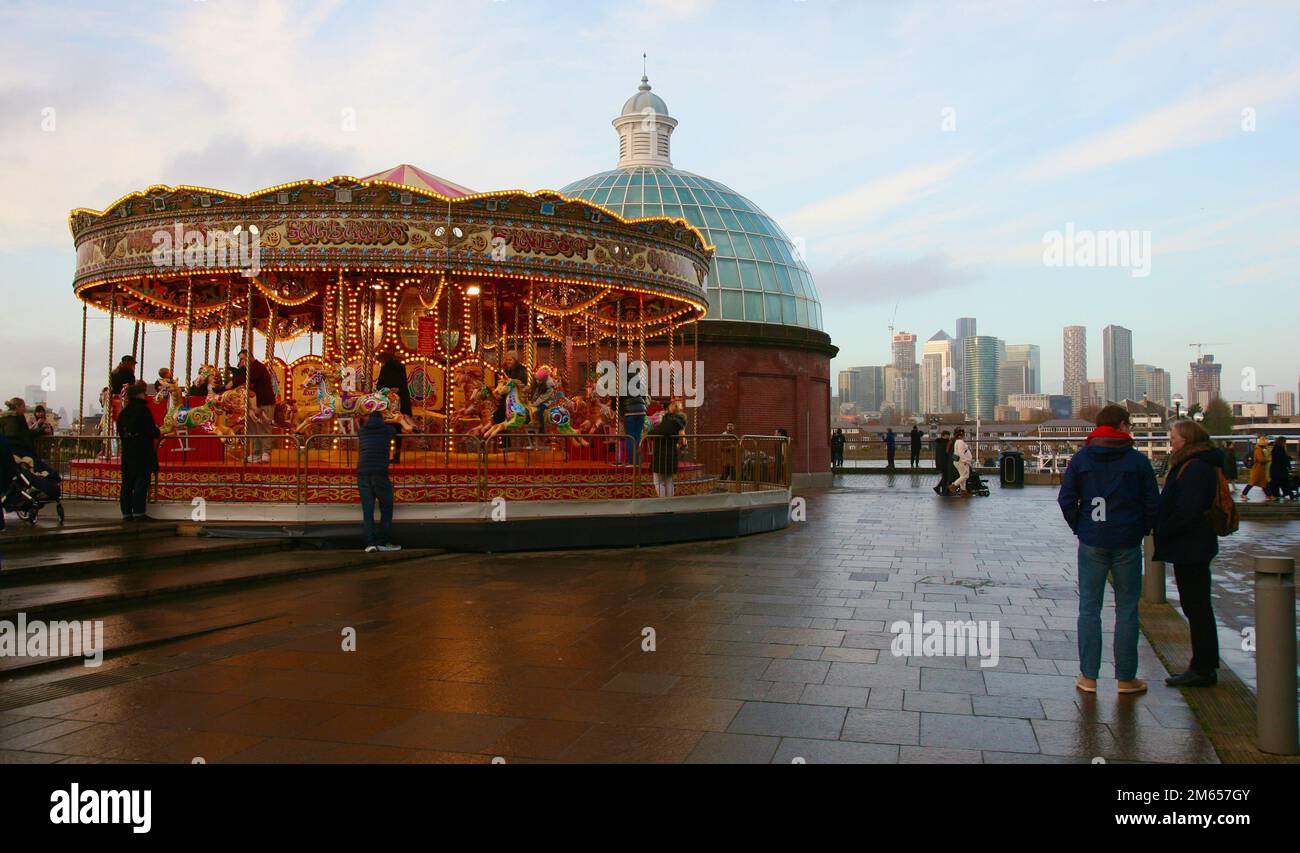 The carousel at the waterfront, Greenwich, London, United Kingdom ...