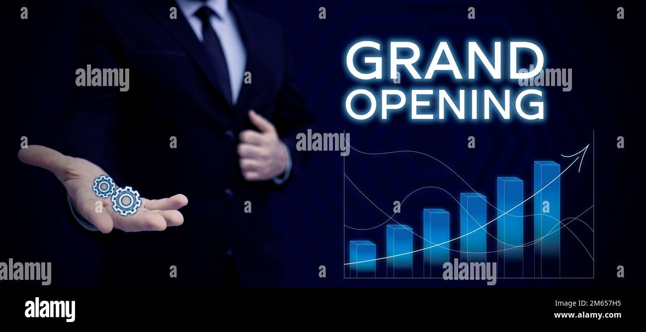 Writing displaying text Grand Opening. Word Written on Ribbon Cutting ...