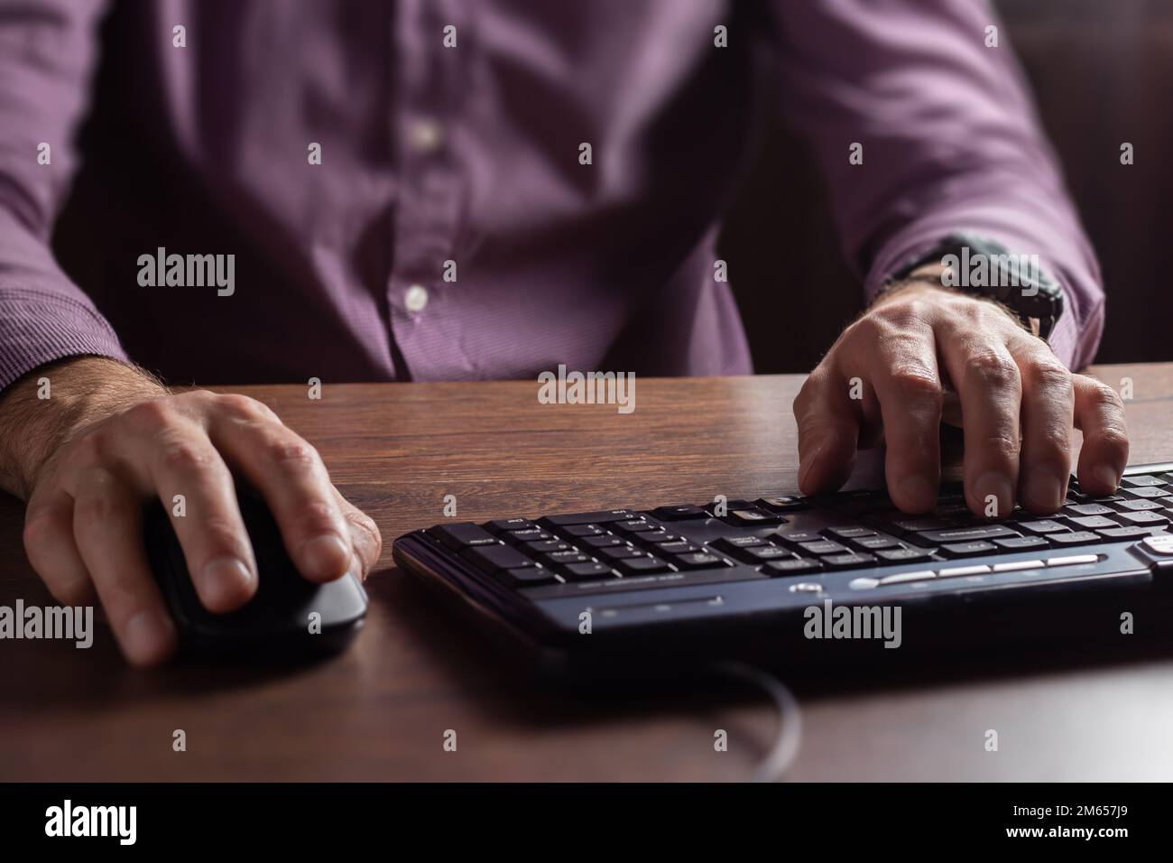 Human hand on computer mouse. Business, education, people and ...