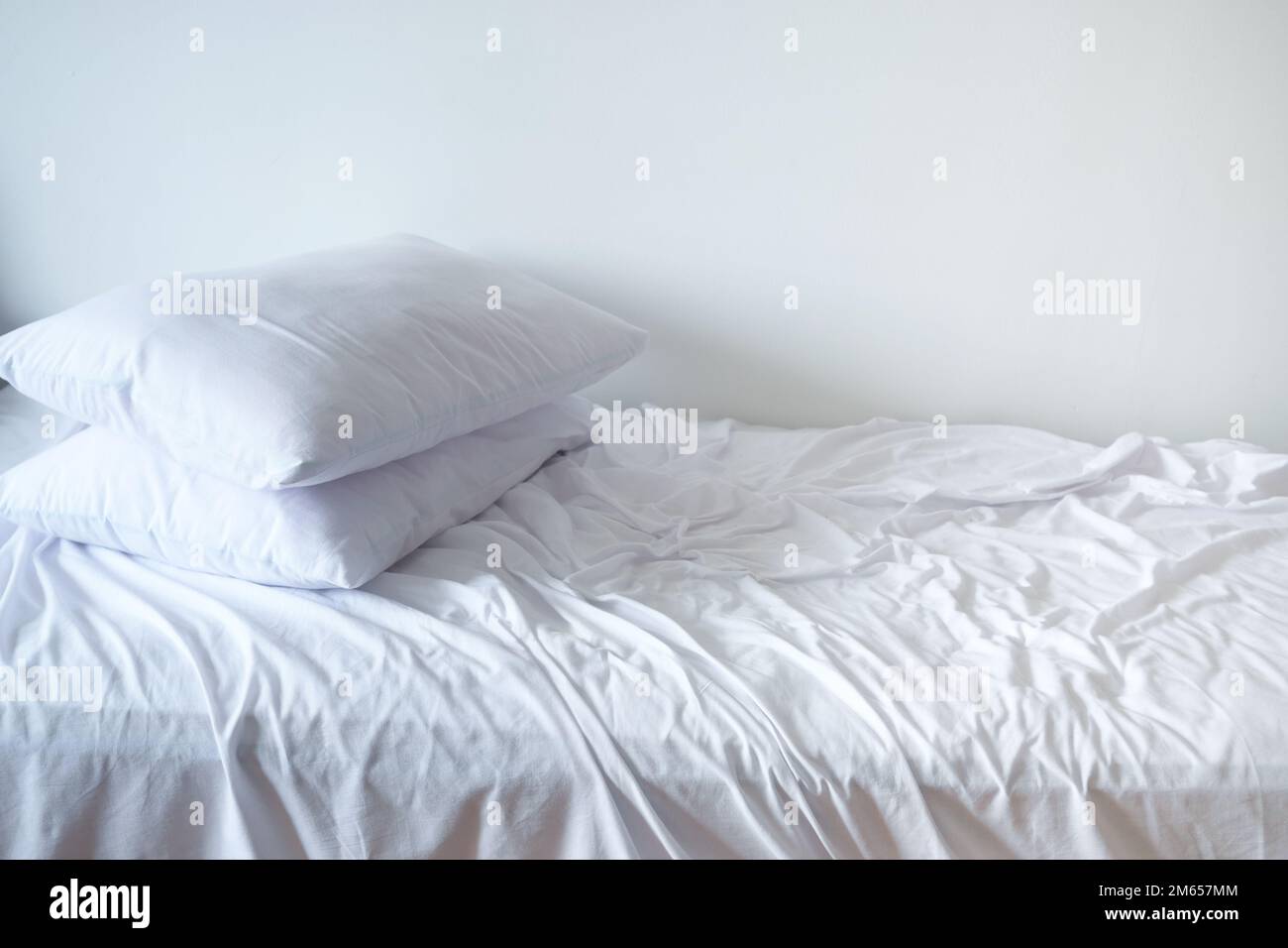 messy bed in early morning , messy bed after waking up Stock Photo - Alamy