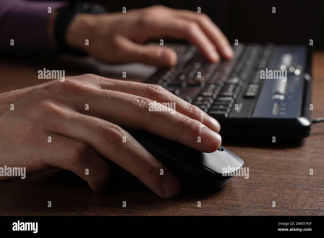 Human hand on computer mouse. Business, education, people and ...