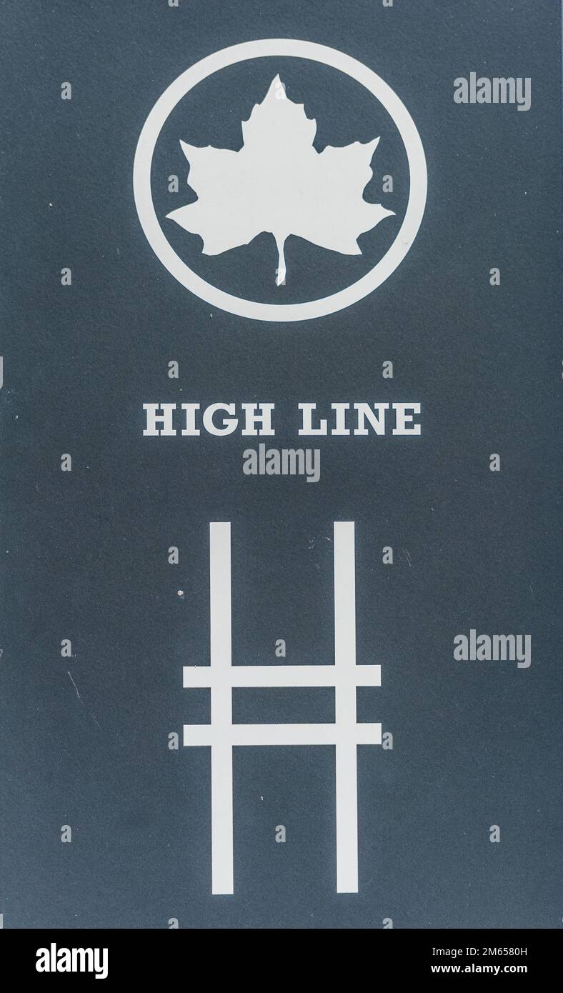 Entrance of High Line Sign in New York, Manhattan. NYC, USA Stock Photo ...