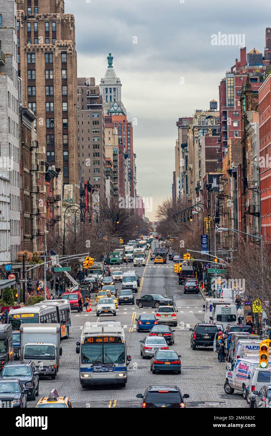 Street in New York, Manhattan. Traffic in Background. NYC, USA Stock ...