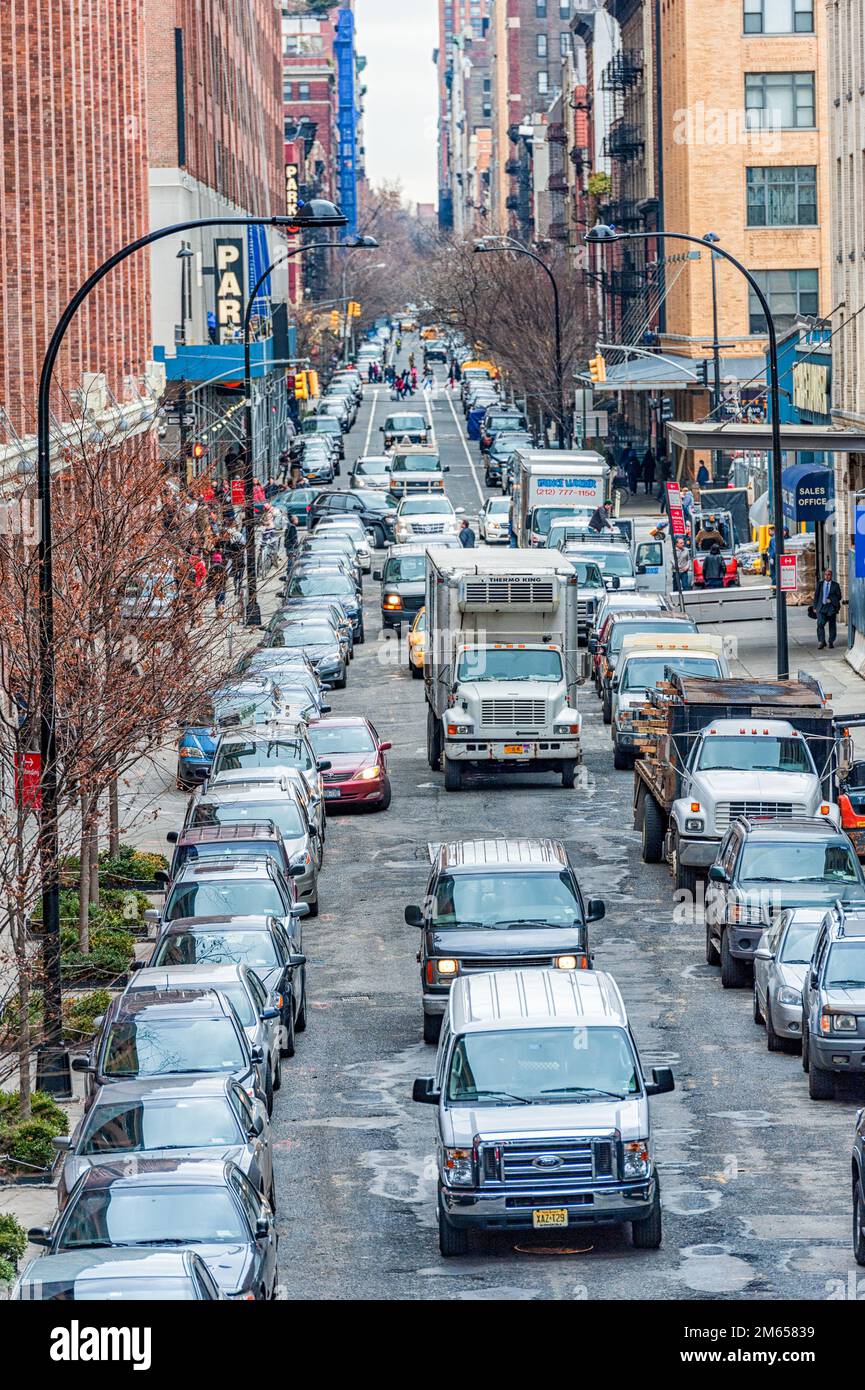Street in New York, Manhattan. Traffic in Background. NYC, USA Stock ...