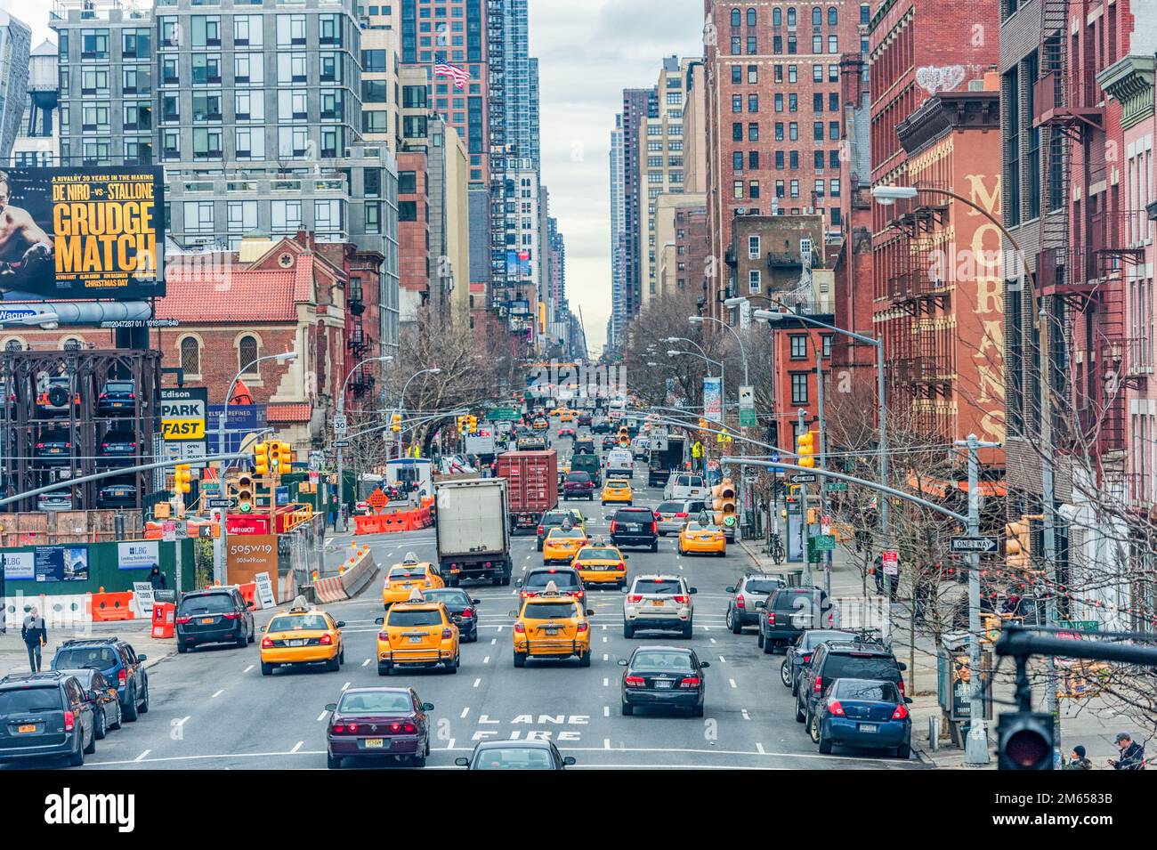Street in New York, Manhattan. Traffic in Background. NYC, USA Stock ...