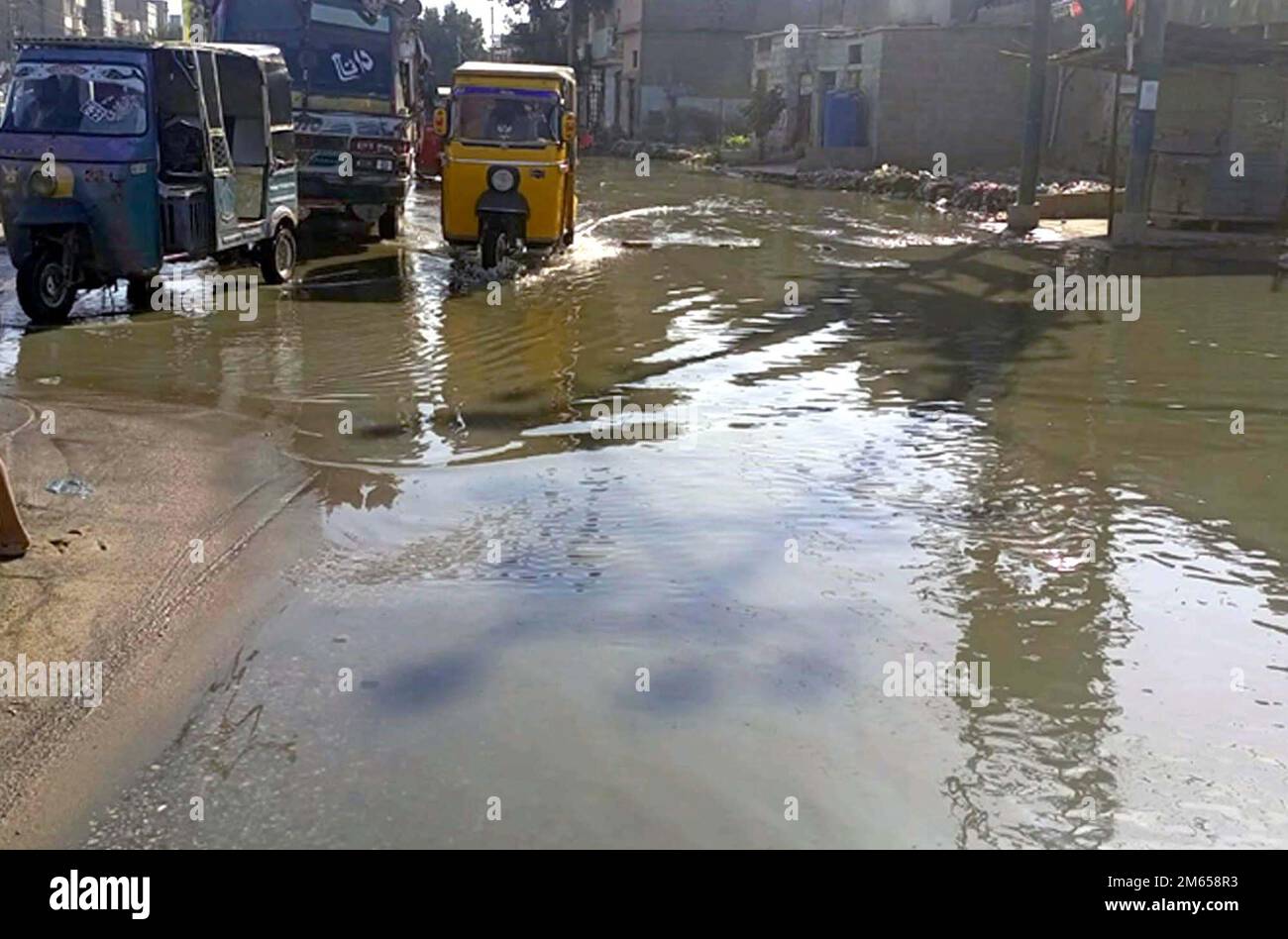 Inundated road by overflowing sewerage water, creating problems for ...
