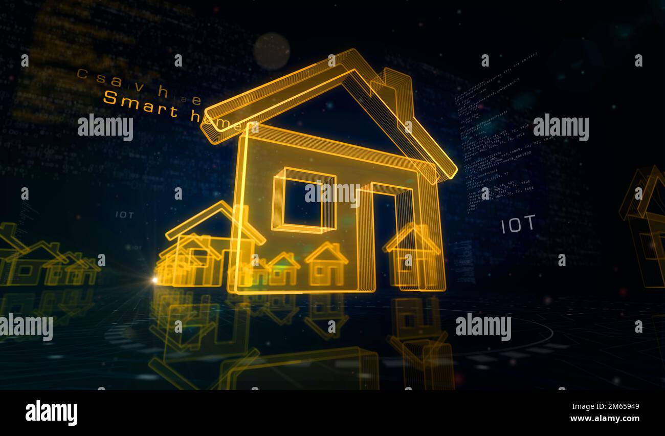 Smart home network system, house remote control and iot symbol digital ...