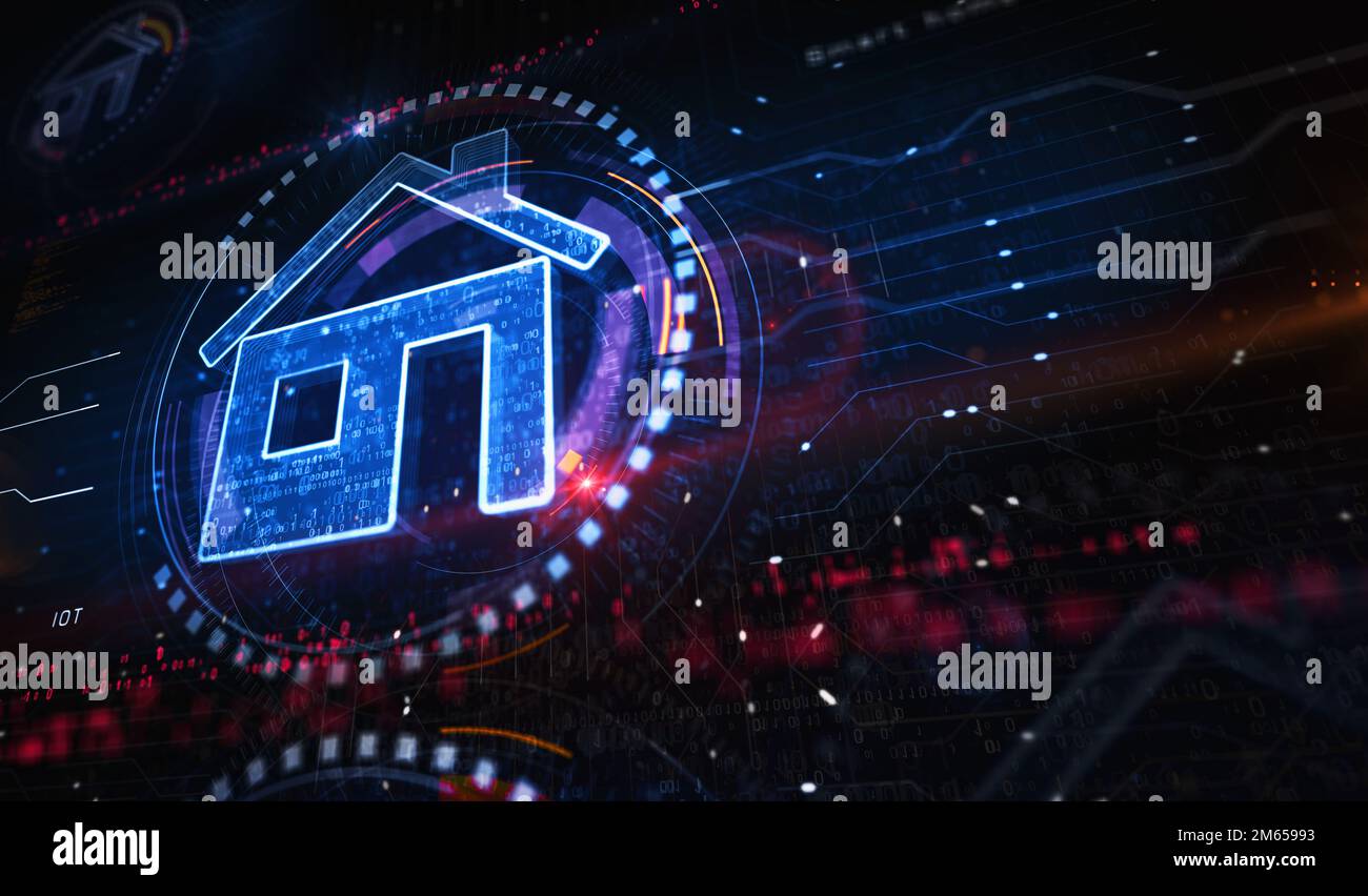 Smart home network system, house remote control and iot symbol digital ...