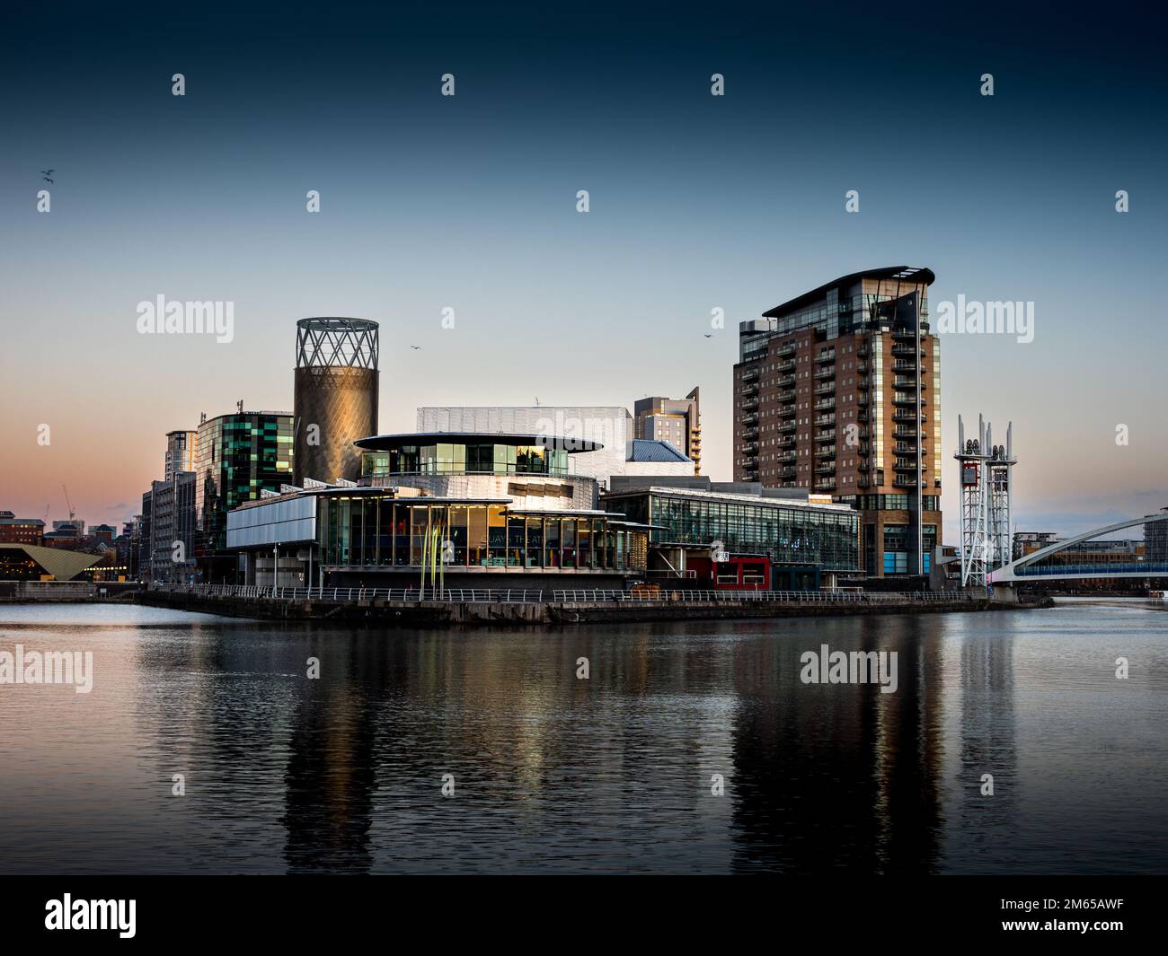 Salford UK January 2023 Lowery theater building on the water side Stock ...