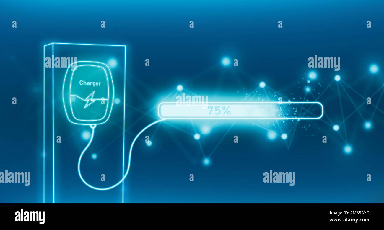 EV electric vehicle charger station and charging with 75 percent ...