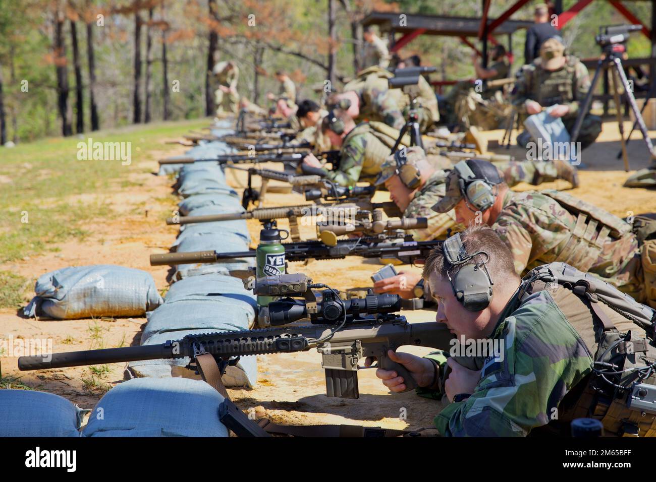 A group of U.S. Army, Marine, and Interantional Countries Snipers zeros ...