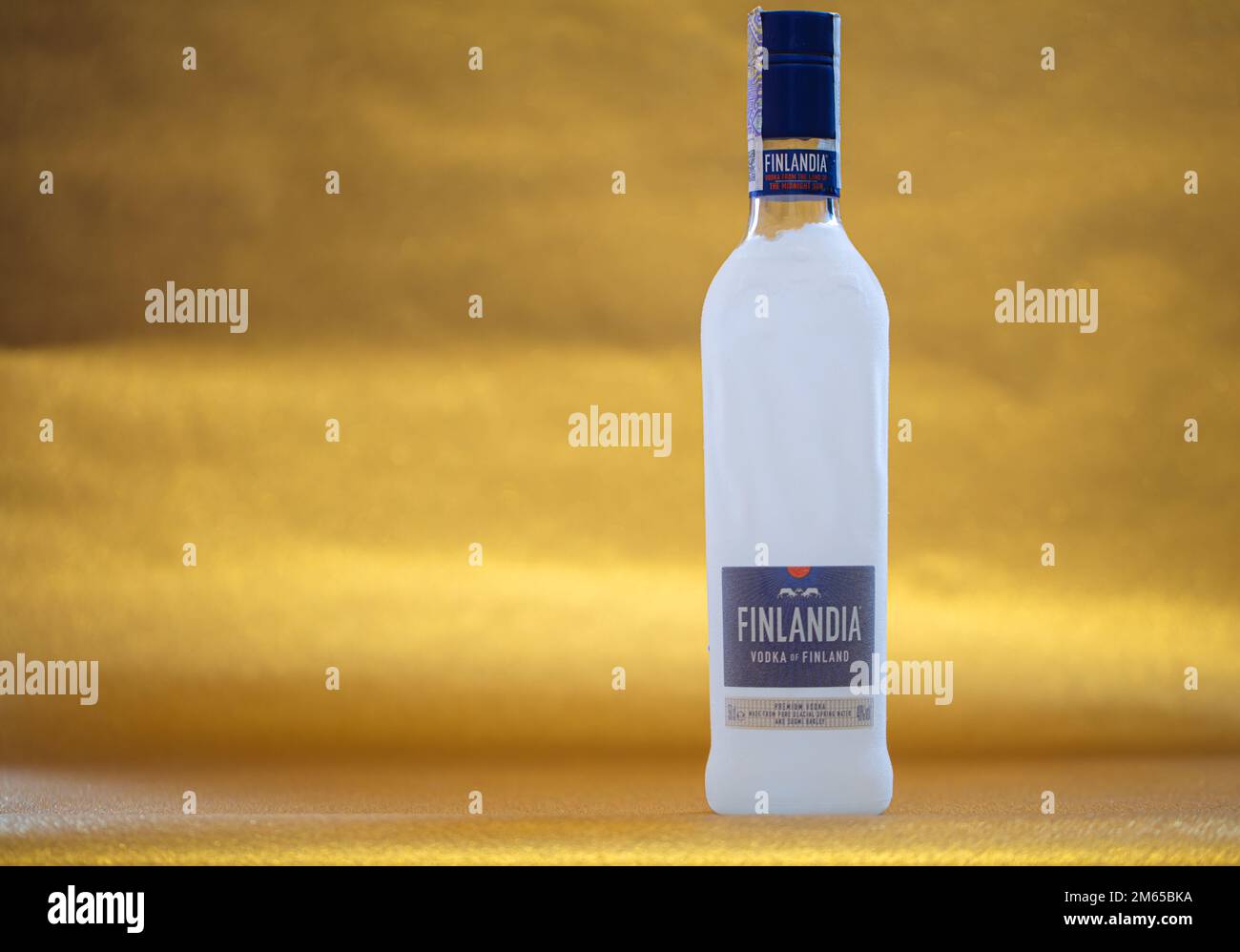 Helsinki, Finland - January 2, 2023: Iced bottle of Finlandia Vodka ...
