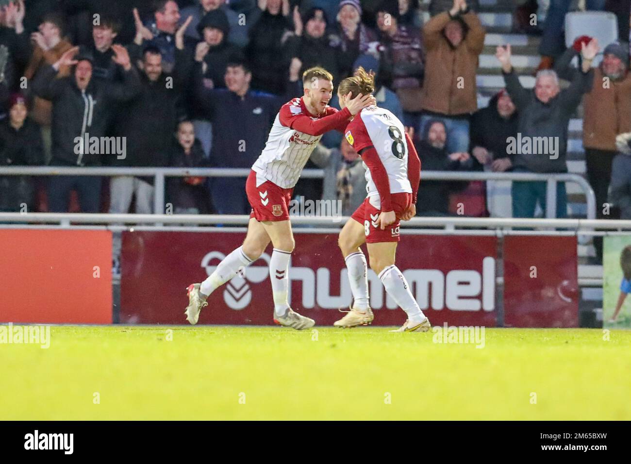 Northampton, UK. 2nd January 2023. Ben Fox celebrates after scoring for ...
