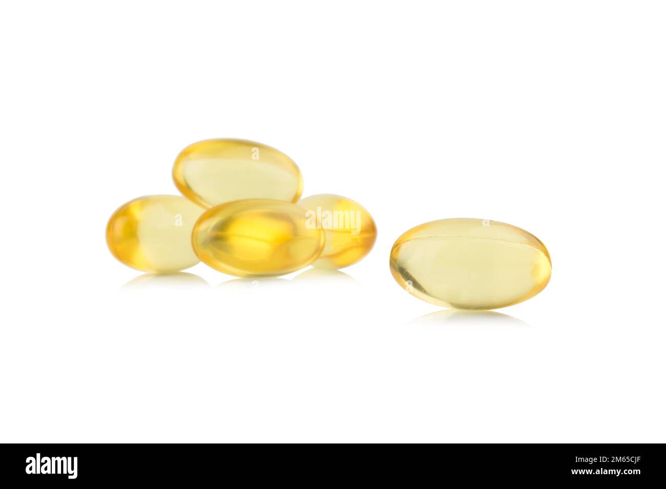 Capsules fish oil with selective focus isolate on white background ...