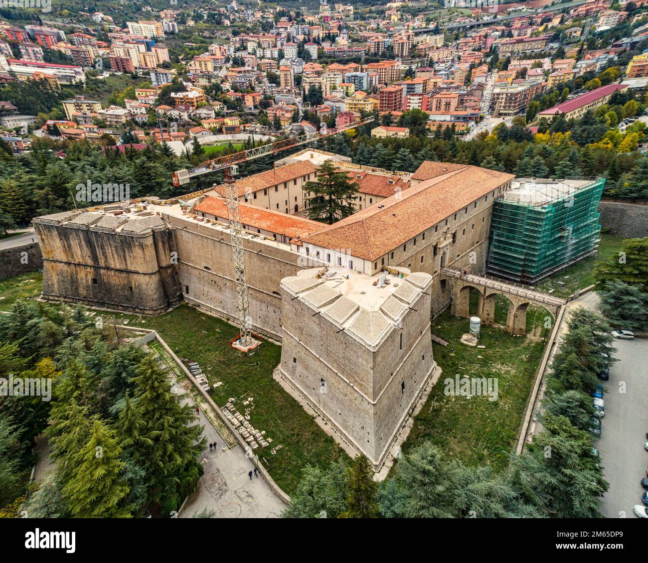 Aerial view of Forte Spagnolo,also known as Castello Cinquecentesco, is ...