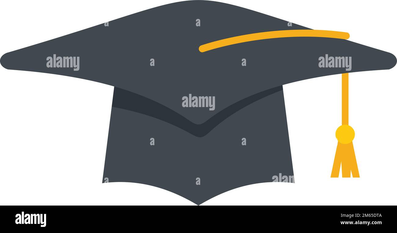 Student graduation hat icon flat vector. School graduate. Academic cap ...