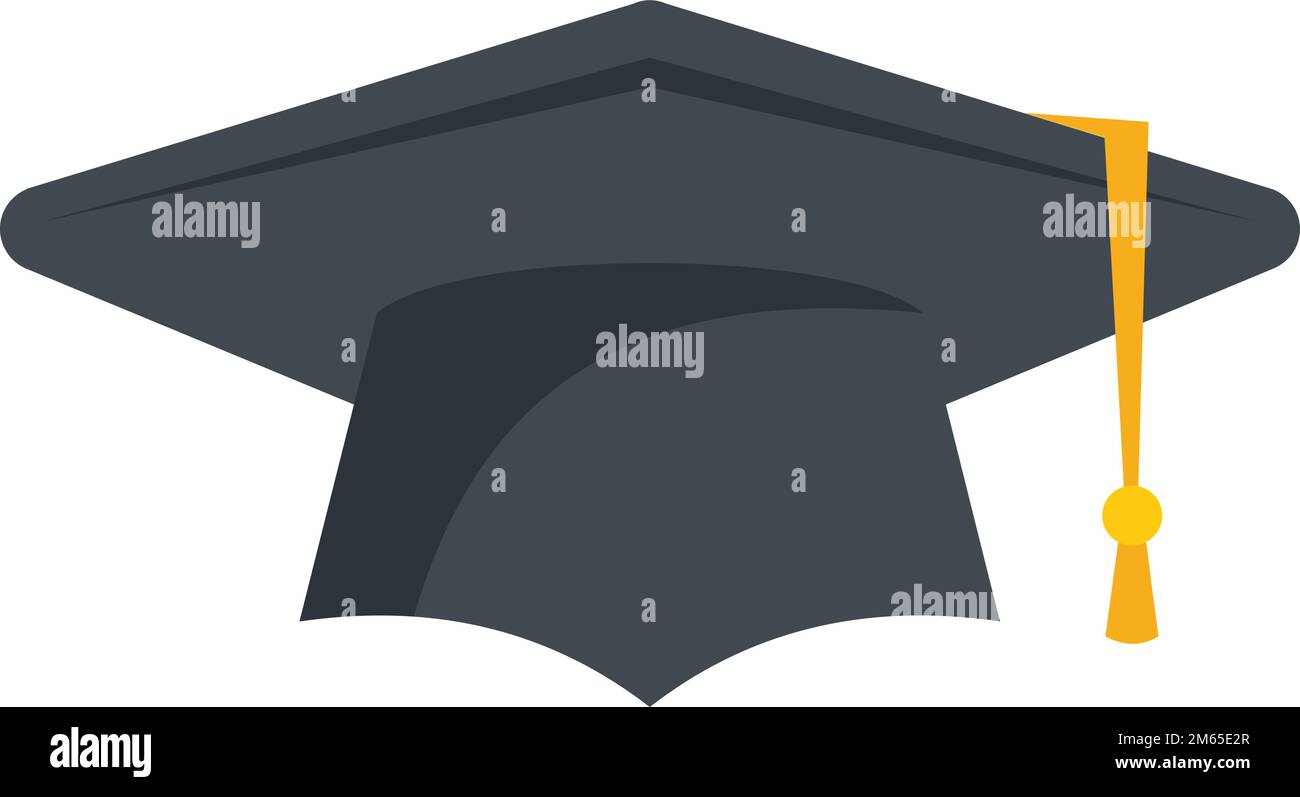Academy graduation hat icon flat vector. School graduate. Degree cap ...