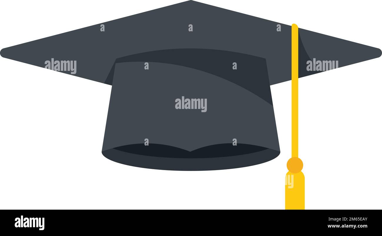 Academic graduation hat icon flat vector. School cap. College diploma ...