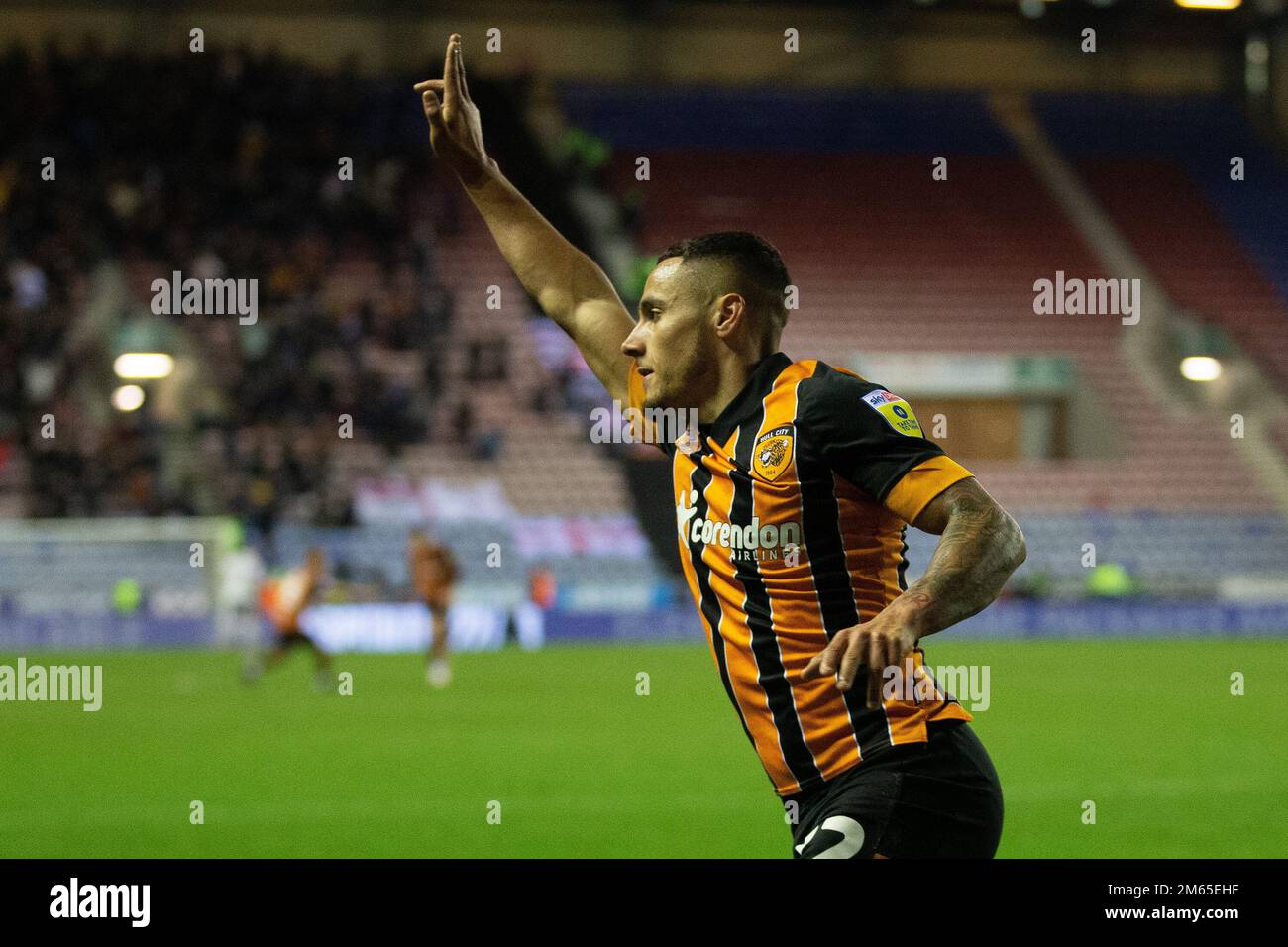 Tyler Smith #22 of Hull City celebrates his goal to make it 1-3 during ...