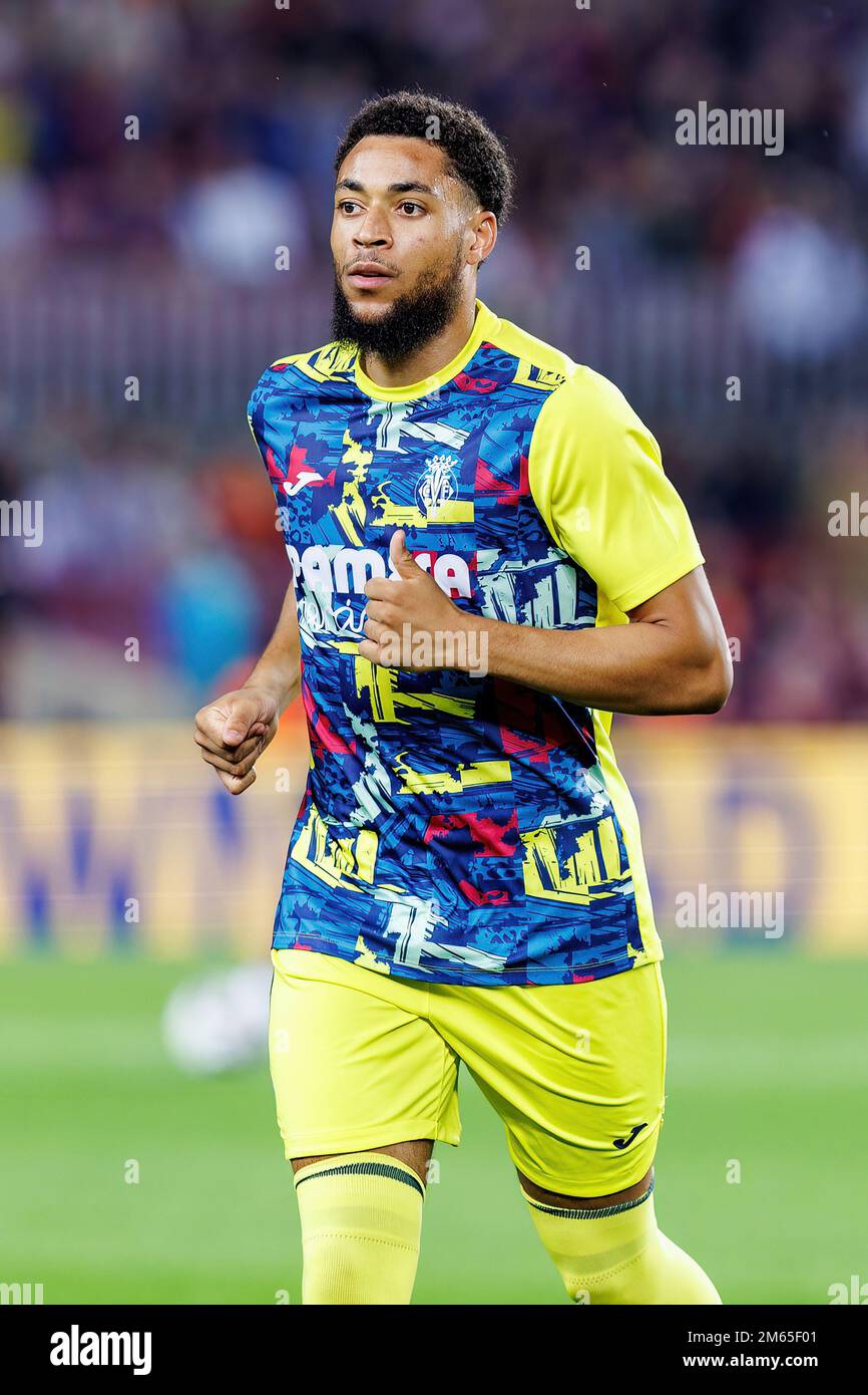 BARCELONA - OCT 20: Danjuma warms up prior to the LaLiga match between ...
