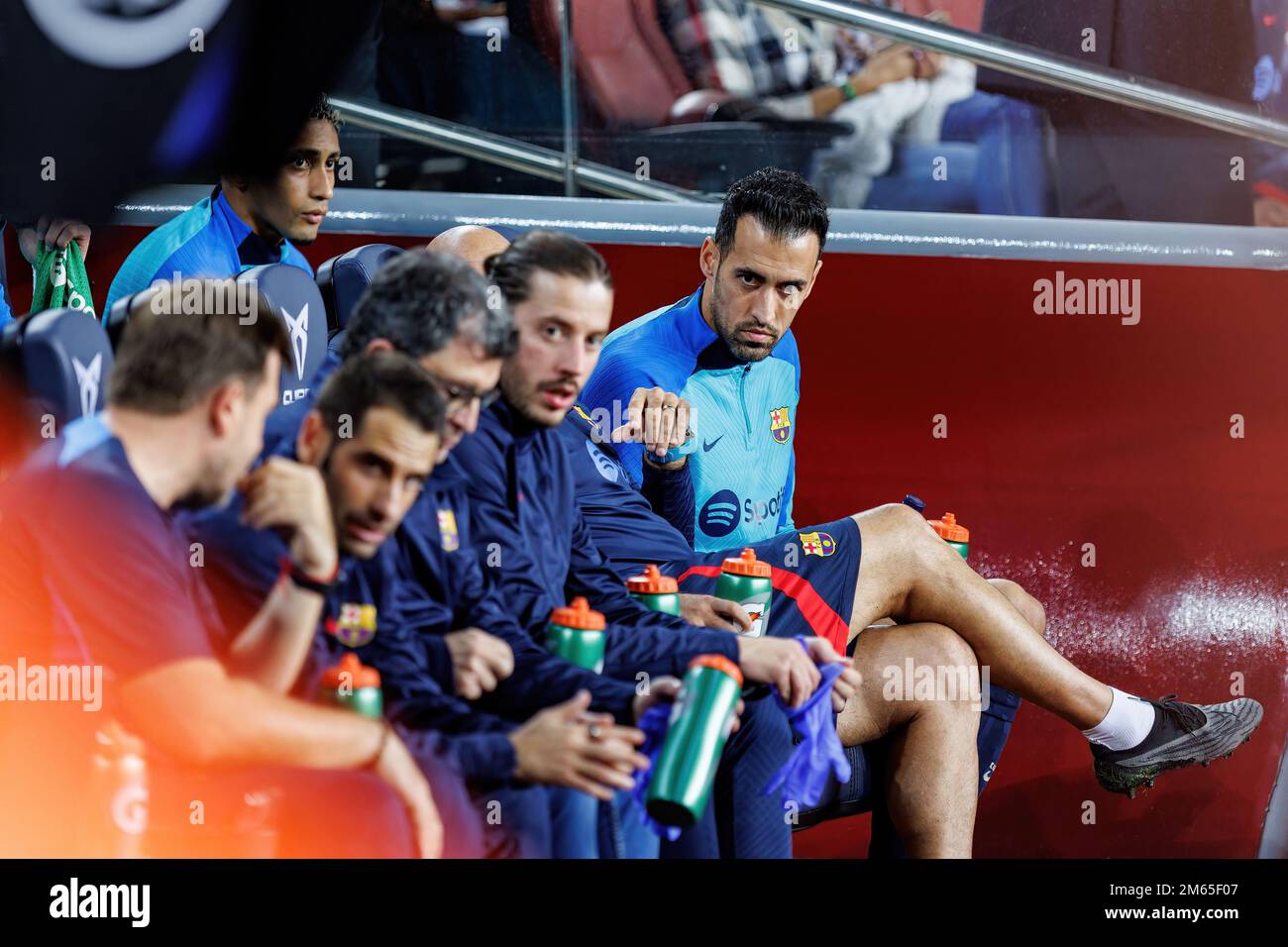 BARCELONA - OCT 20: Busquets sits on the bench during the LaLiga match ...