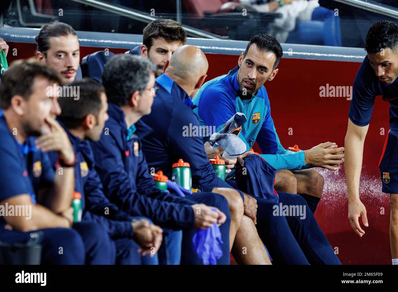 BARCELONA - OCT 20: Busquets sits on the bench during the LaLiga match ...