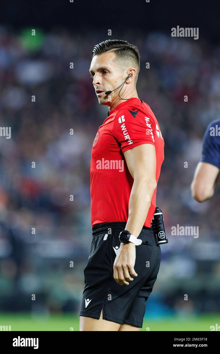 BARCELONA - OCT 20: The referee Del Cerro Grande in action during the ...