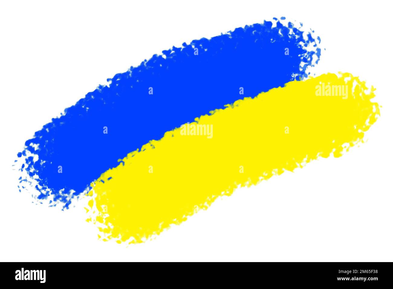 Flag of ukraine oil painting on canvas. Blue and yellow color symbol of ...