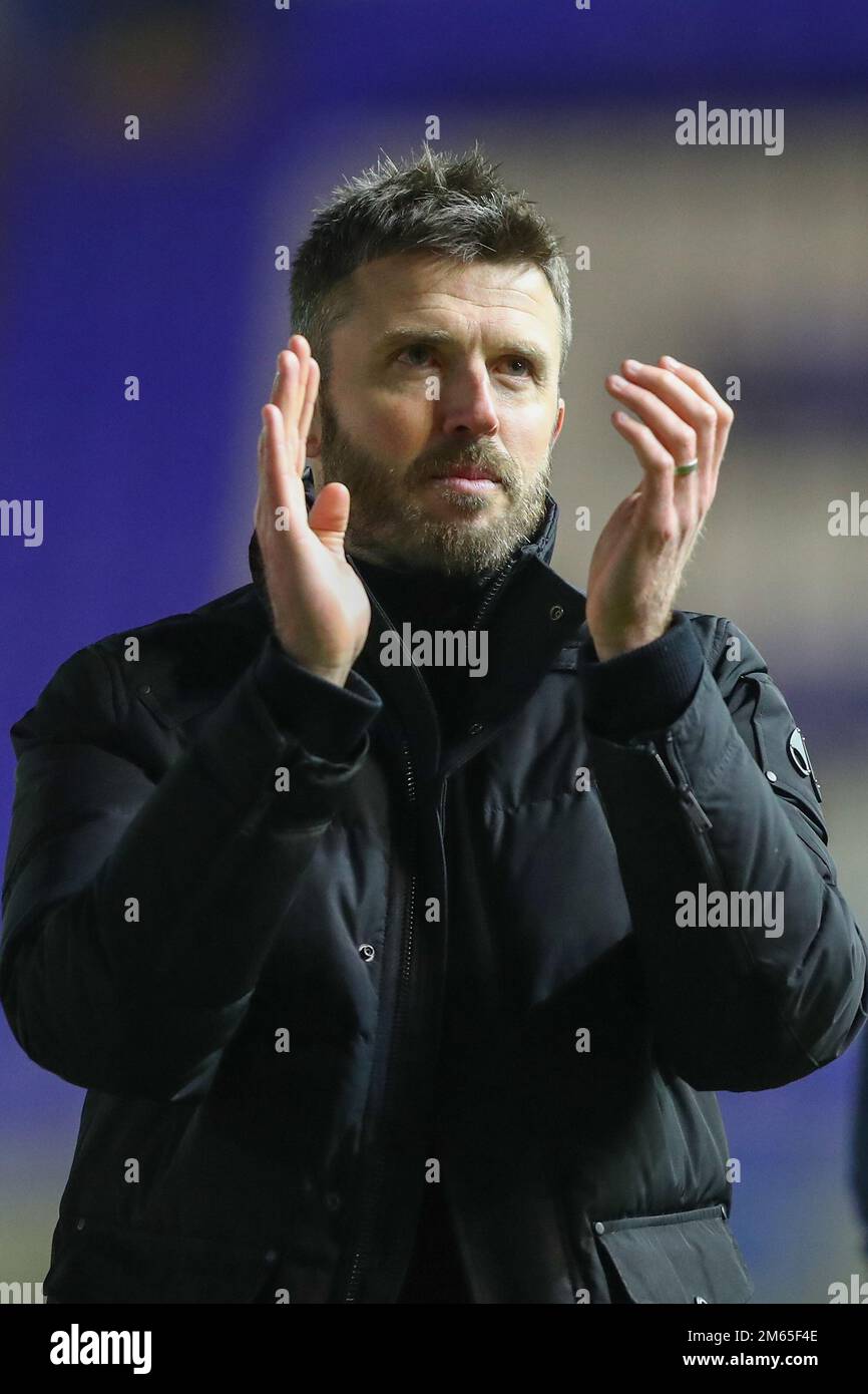 Michael Carrick Manager of Middlesbrough applauds the travelling fans ...