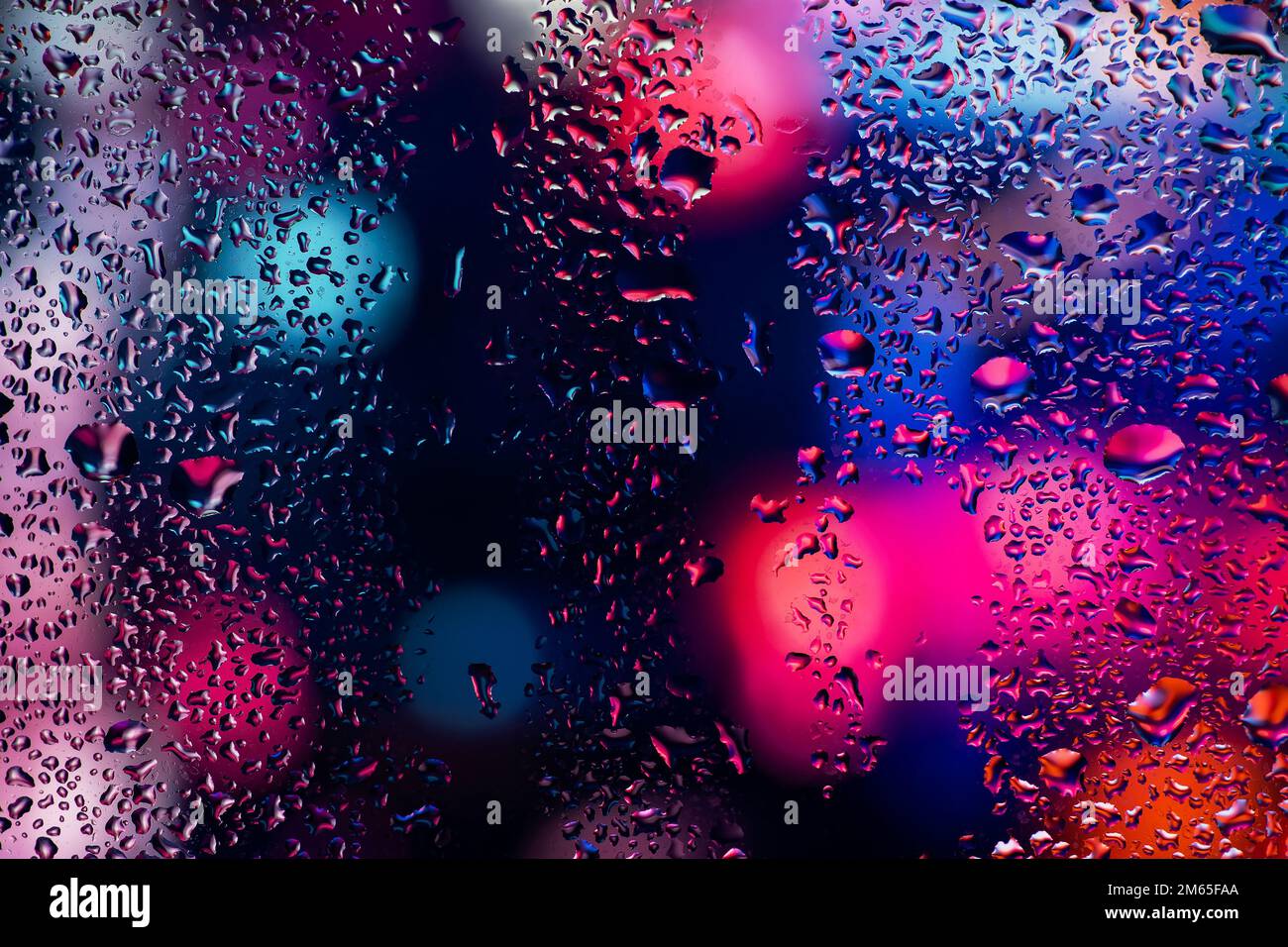 Condensation on the clear glass window. Water drops. Rain. Abstract ...