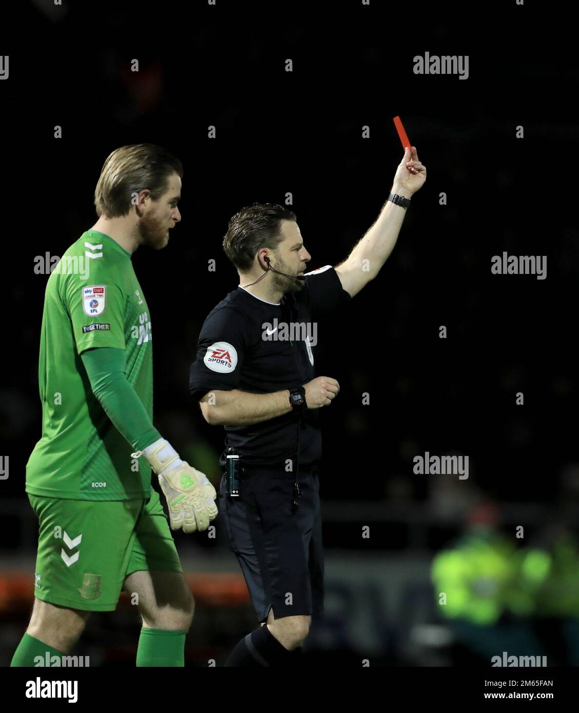 Leyton Orient's Omar Beckles (not picture) is shown a red card by ...