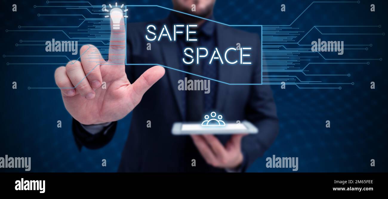 Writing displaying text Safe Space. Word Written on a place or room in ...