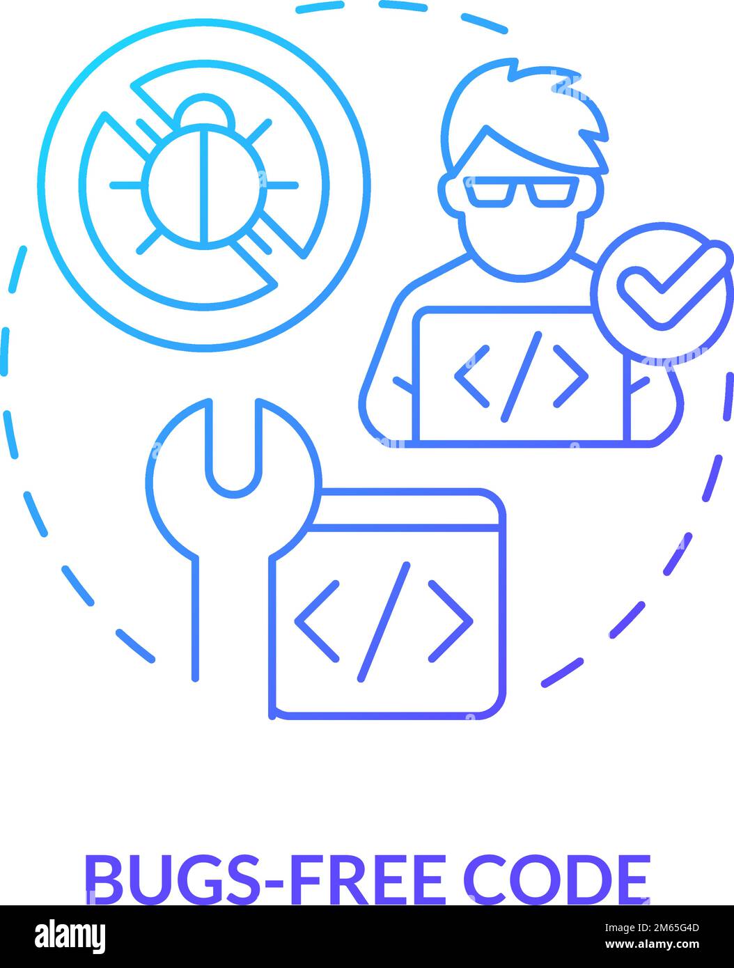 Bugs-free code blue gradient concept icon Stock Vector Image & Art - Alamy