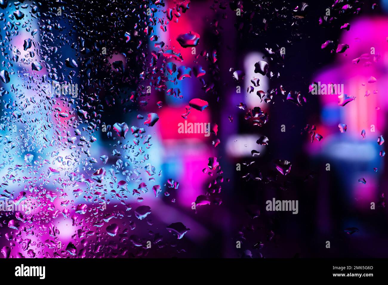 Condensation on the clear glass window. Water drops. Rain. Abstract ...