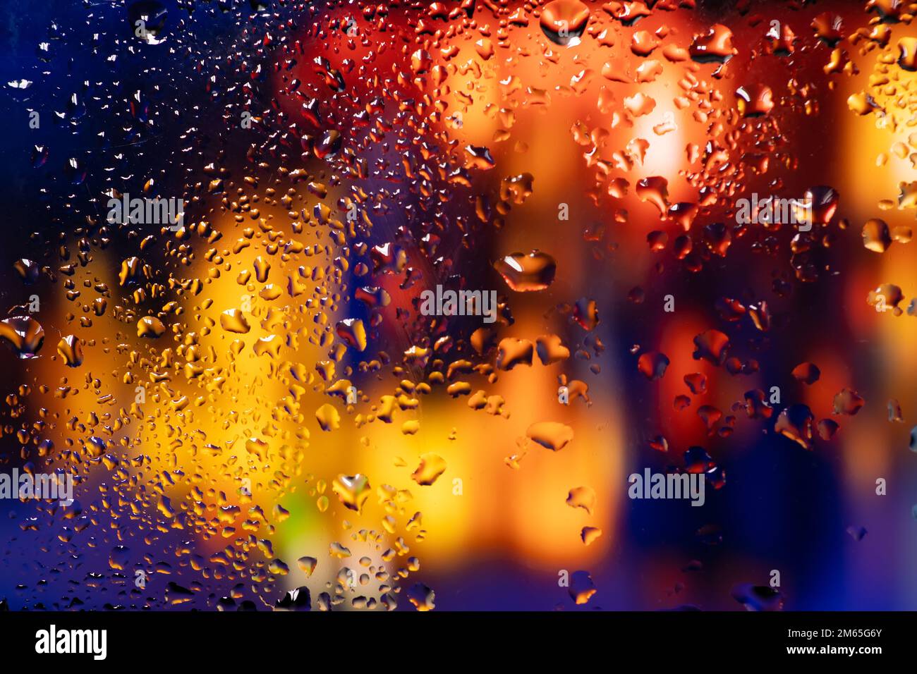 Condensation on the clear glass window. Water drops. Rain. Abstract ...