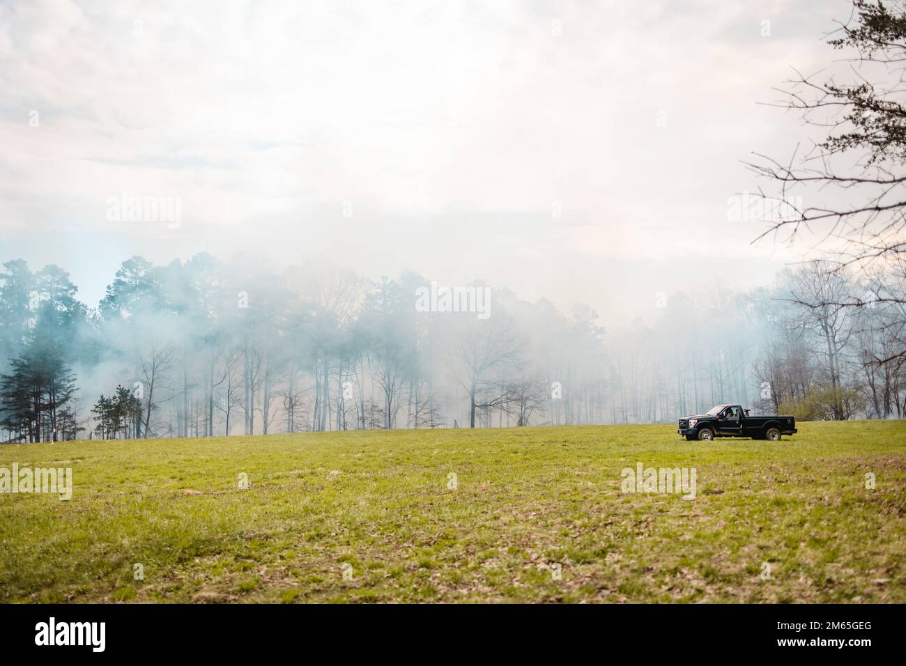 Plumes of smoke emerge from the forest as Quantico Fire & Emergency ...