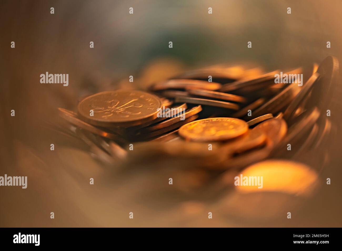 UK Currency shot in beautiful light with bokeh effect.British coins ...