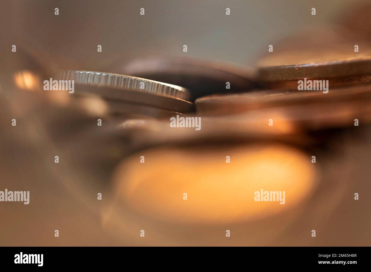 UK Currency shot in beautiful light with bokeh effect.British coins ...
