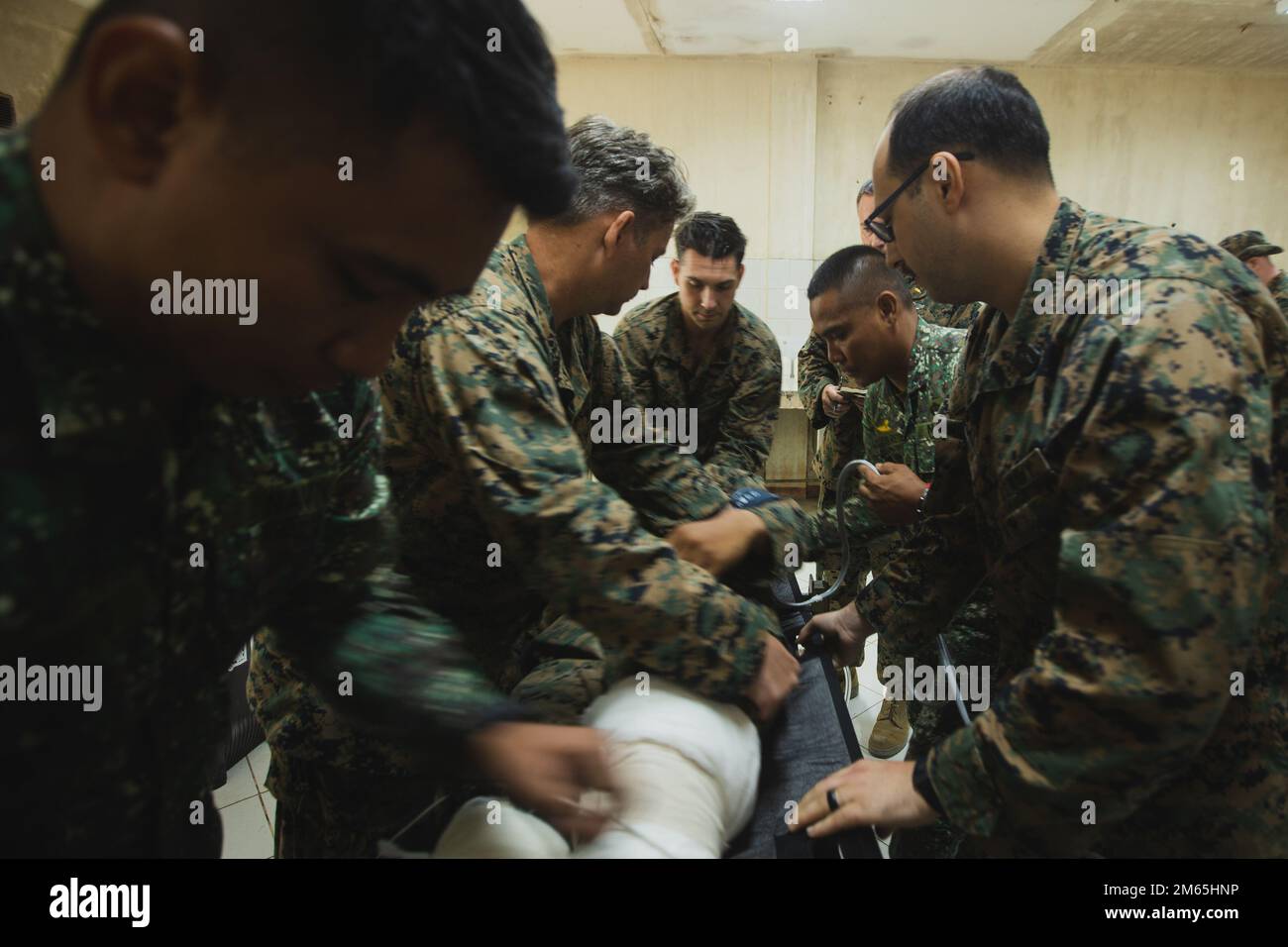 U.S. Sailors with Shock Trauma Team, 3d Medical Battalion, and members ...