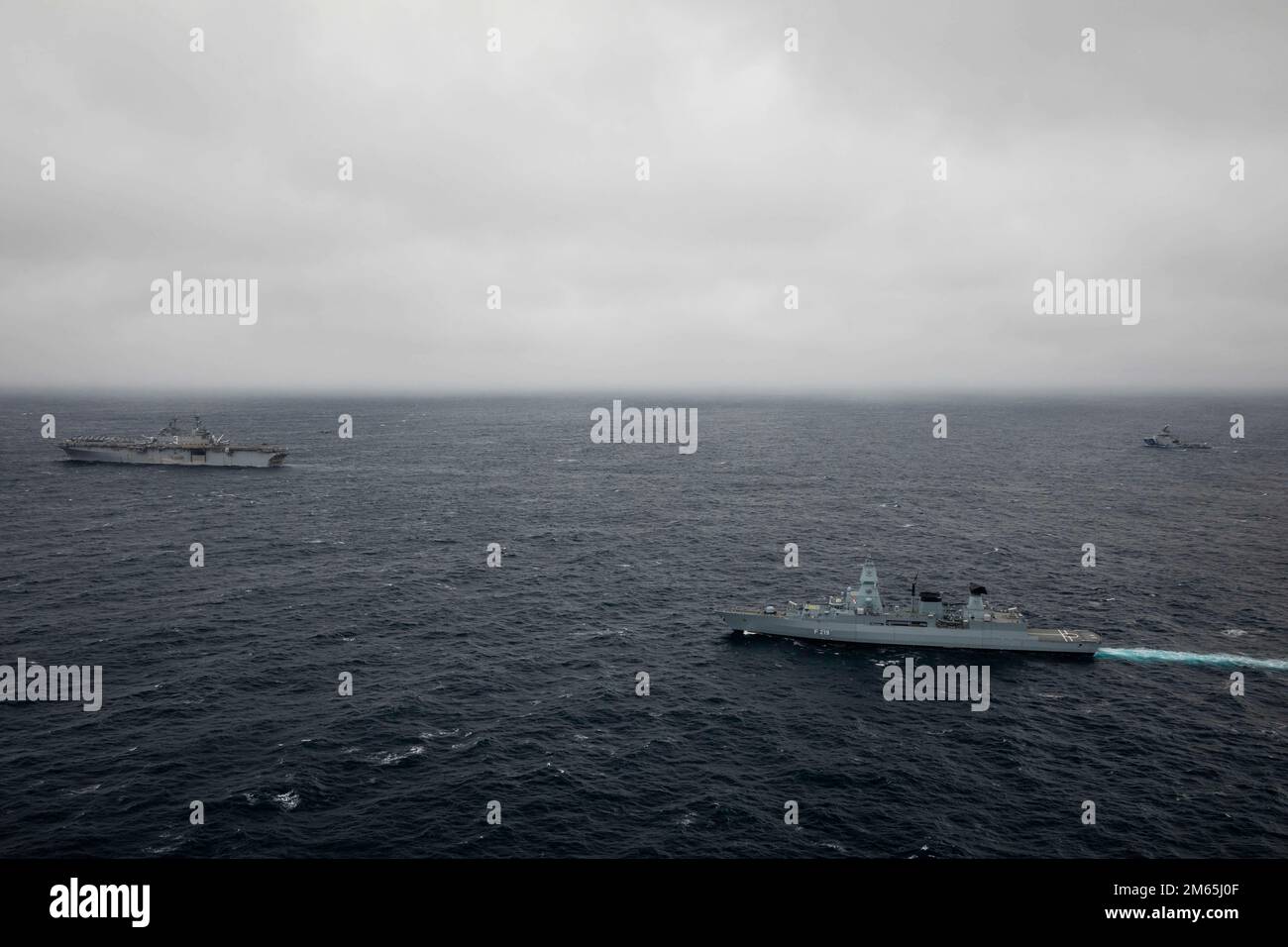 NORTH ATLANTIC OCEAN (April 4, 2022) – From left to right, the Wasp ...