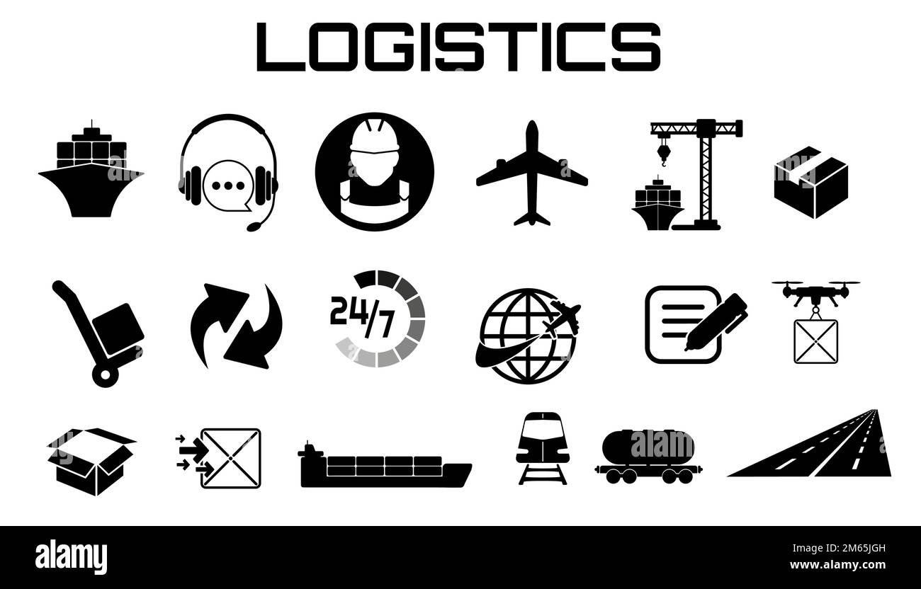 logistic icons on white background Stock Vector Image & Art - Alamy