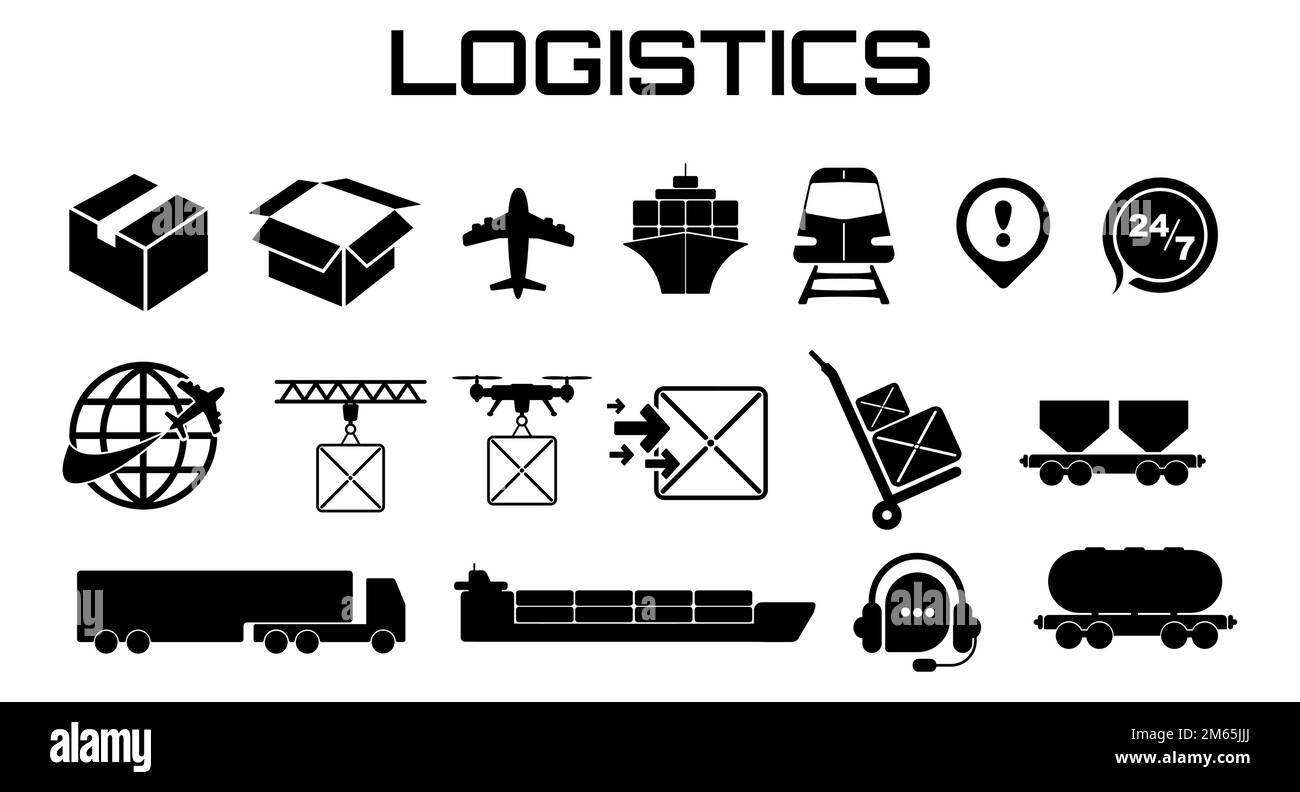logistic icons on white background Stock Vector Image & Art - Alamy