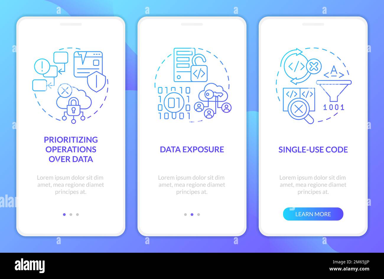 Procedural Programming Limitations Blue Gradient Onboarding Mobile App Screen Stock Vector Image