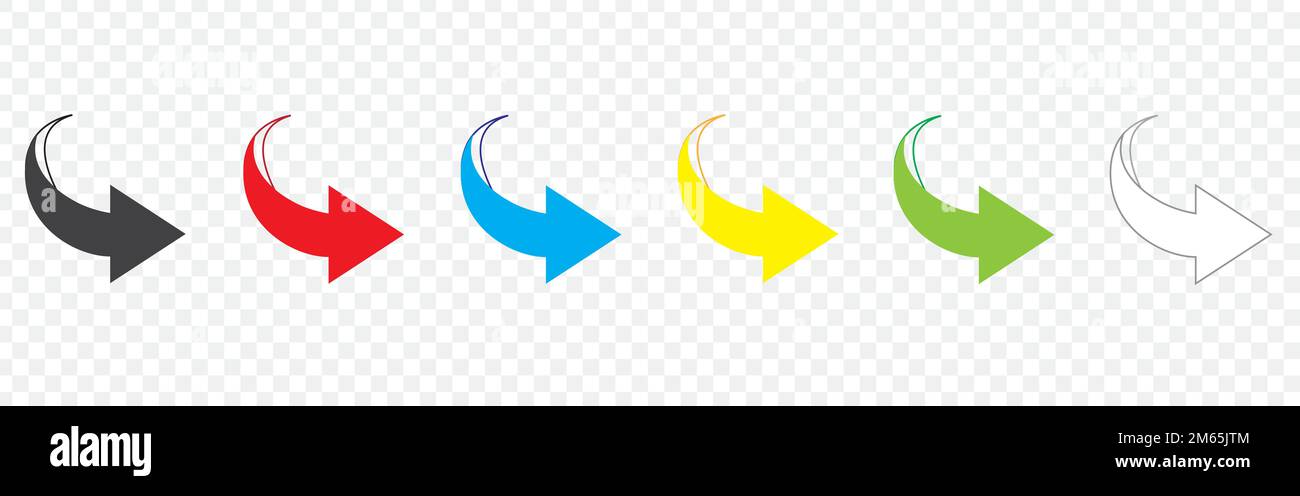 A vector of colorful Arrow icons set on a transparent background Stock ...